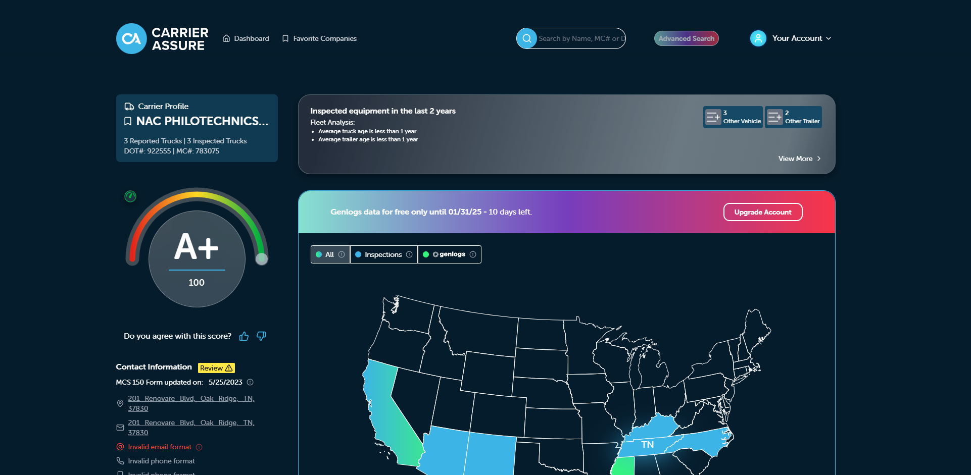 Sign Up for Carrier Assure Reports and Ratings